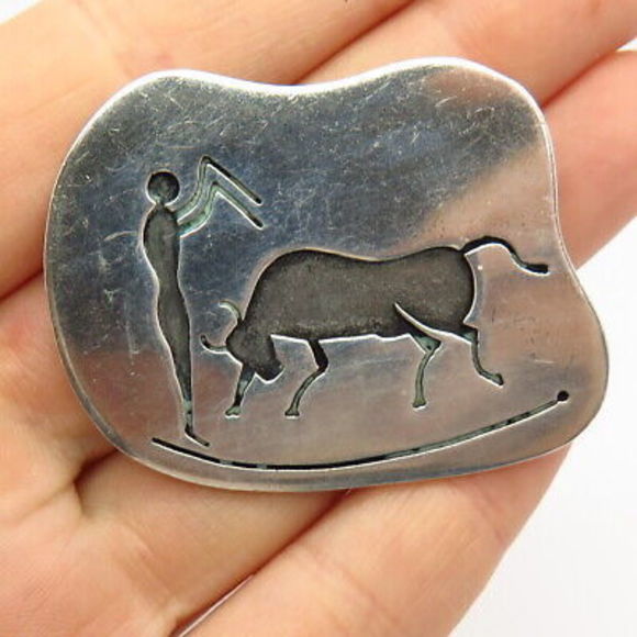 Jewelry | 925 Sterling Silver Vintage Mexico Toreador Bull Storyteller ...
